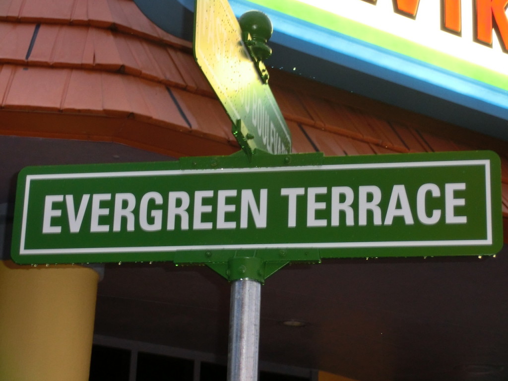 Strassenschild-Evergreen-Terrace-Springfield-Orlando - Reisetipps weltweit